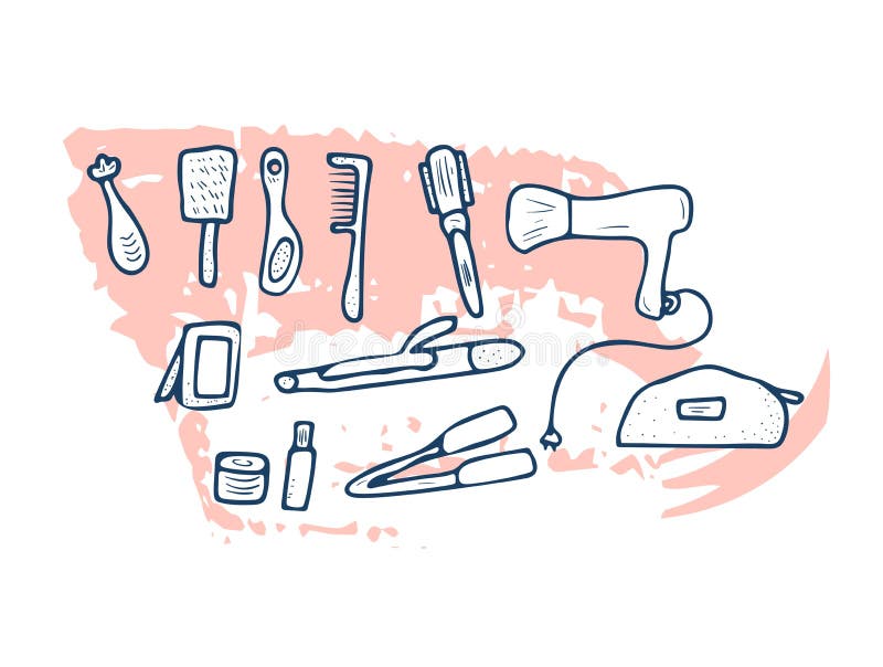 Set of Cosmetic Items. Collection of Beauty Tools. Stock Vector ...