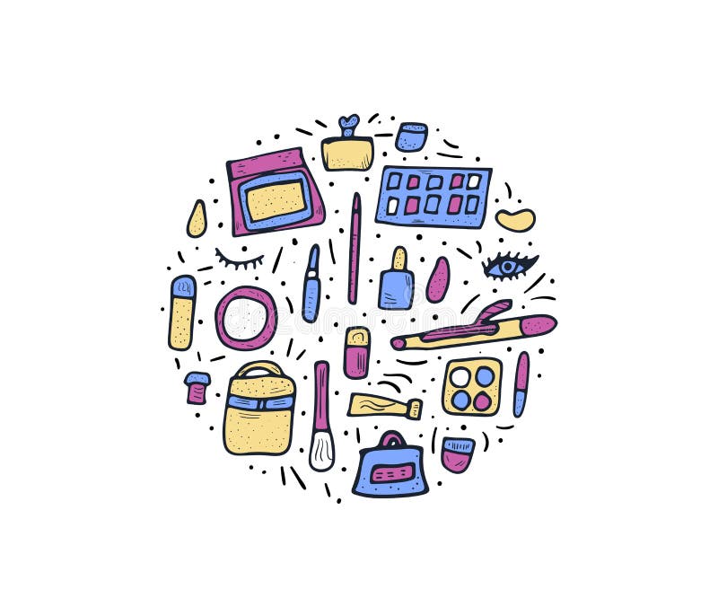 Set of Cosmetic Items. Collection of Beauty Tools. Stock Vector ...