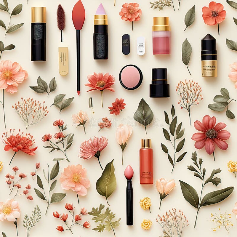 Set of cosmetic pattern stock illustration. Illustration of container ...