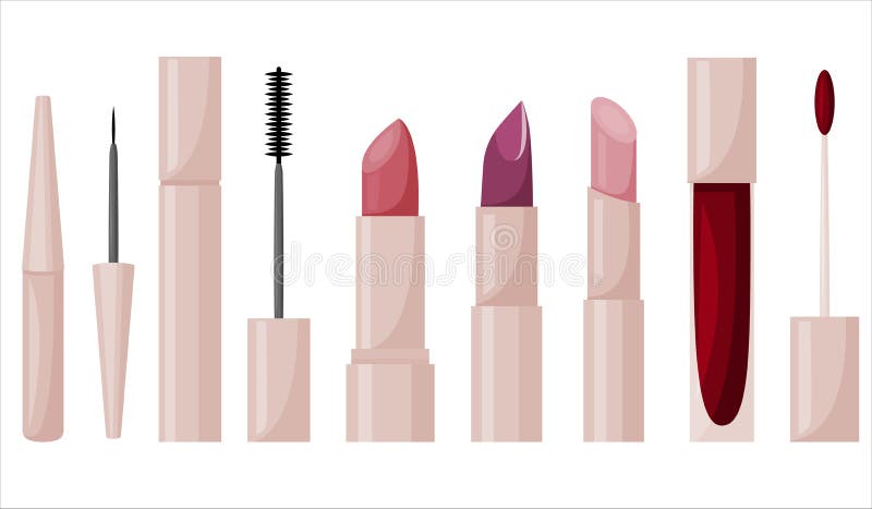 A Set of Cosmetics for Lips and Eyes. Design Elements. Icons Stock ...