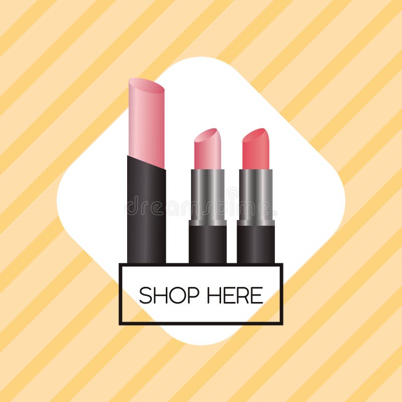 Set of Cosmetics Makeup Lipsticks with Shop Here Button Stock Vector ...