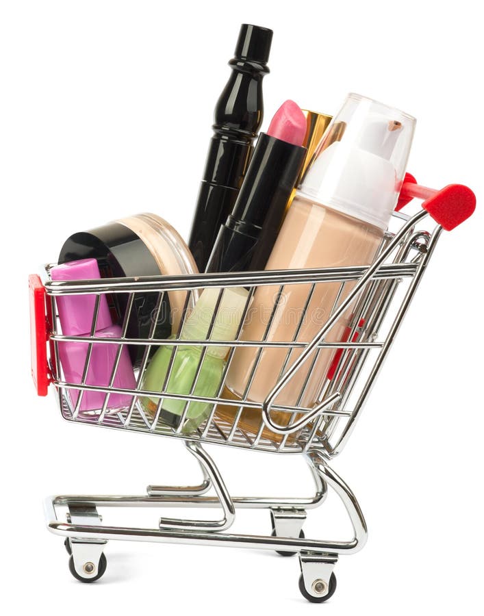Set of Cosmetics Tubes in Shopping Cart Stock Photo - Image of design ...