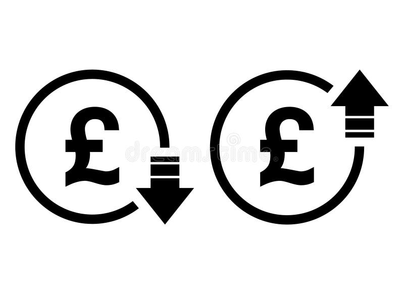 Set of Cost Symbol Pound Increase and Decrease Icon. Money Vector Symbol Isolated on Background ...