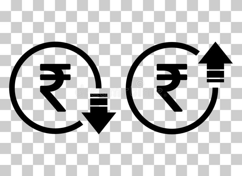Set of Cost Symbol Rupee Increase and Decrease Icon. Money Vector Symbol Isolated on Background ...