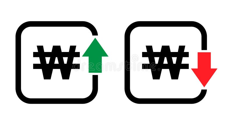 Set of Cost Symbol Won Increase and Decrease Icon. Money Vector Symbol ...