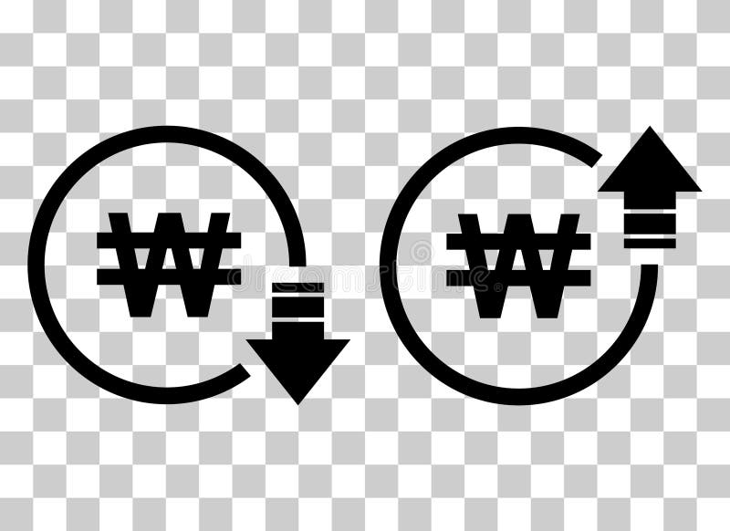 Set of Cost Symbol Won Increase and Decrease Icon. Money Vector Symbol ...