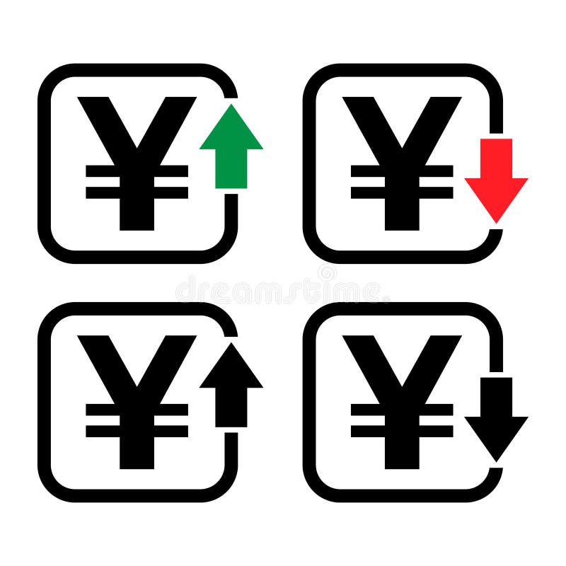 Set of Cost Symbol Yuan Increase and Decrease Icon. Money Vector Symbol Isolated on Background ...
