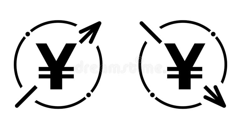 Set of Cost Symbol Yuan Increase and Decrease Icon. Money Vector Symbol Isolated on Background ...