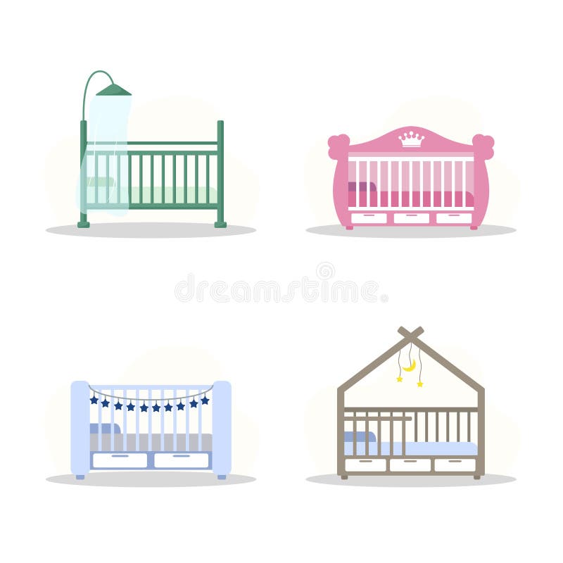 Set of Cot Icons. Simple Element from Baby Things Icons Collection ...