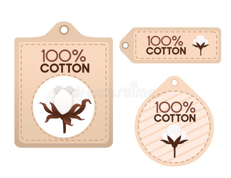 100 Cotton Label. Natural Fiber Sign. Vector Stock Illustration. Stock ...
