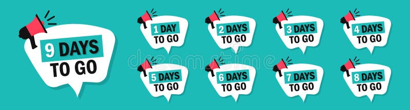 Set of Countdown Day To Go in Speech Bubble with Megaphone Stock ...