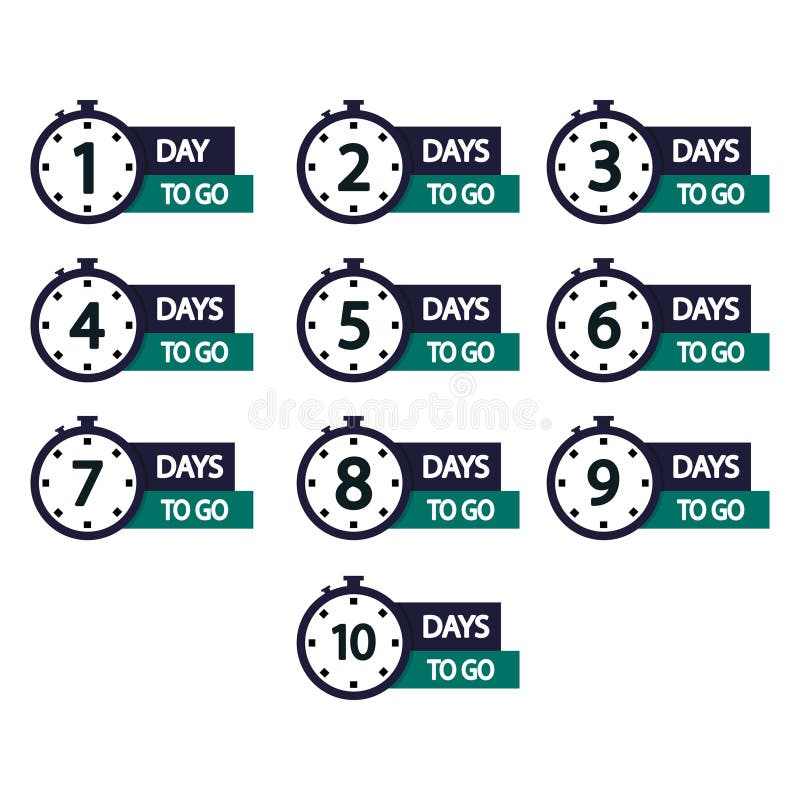 Set of Countdowns. Days To Go. Modern Clock Collection. Ten Numerical ...