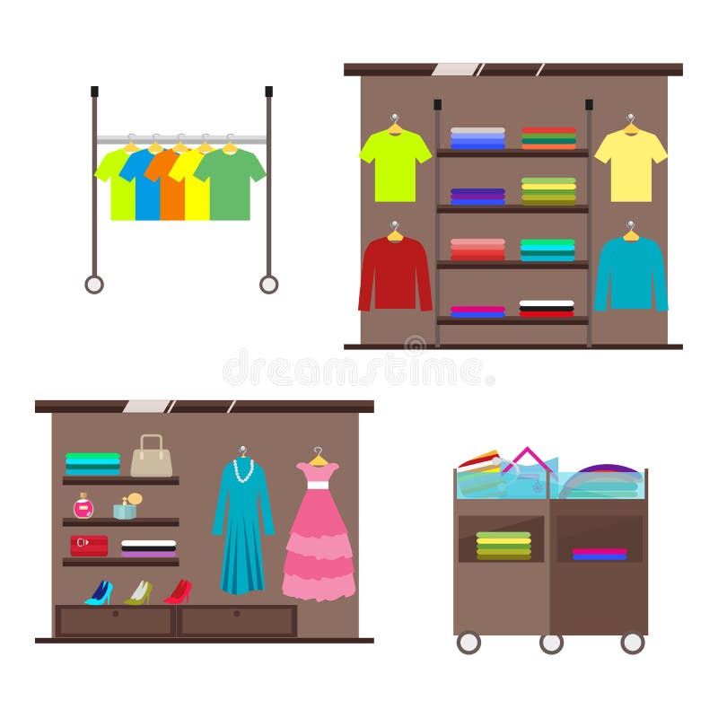 Set of Counters and Displays for Interior Decoration of Clothes and ...