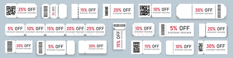 Set of Coupon Ticket Template. Discount Voucher Collection Stock Vector ...