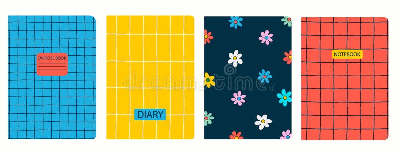 Set of Cover Page Templates Based on Grid Seamless Patterns, Spiral ...
