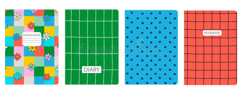 Set of Cover Page Templates Based on Grid Seamless Patterns, Spiral ...