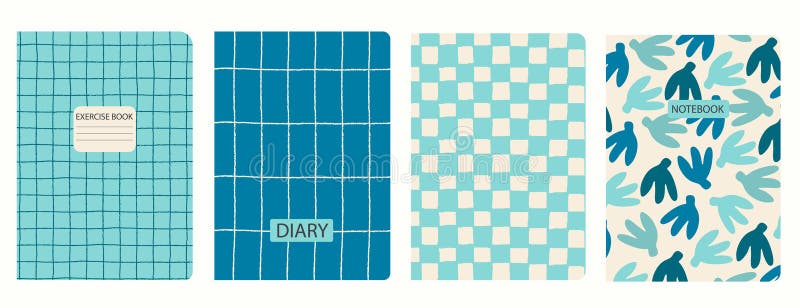 Set of Cover Page Templates Based on Grid Seamless Patterns, Spiral ...