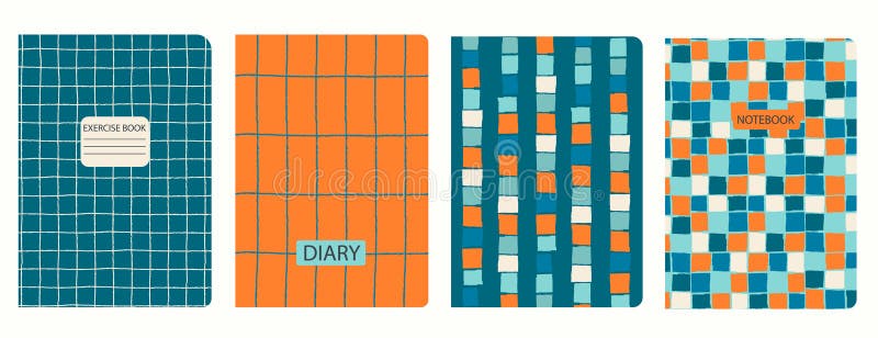 Set of Cover Page Templates Based on Grid Seamless Patterns, Spiral ...