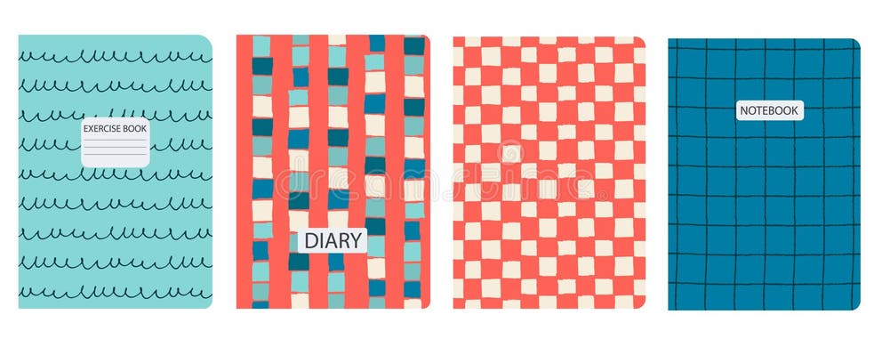 Set of Cover Page Templates Based on Grid Seamless Patterns, Spiral ...