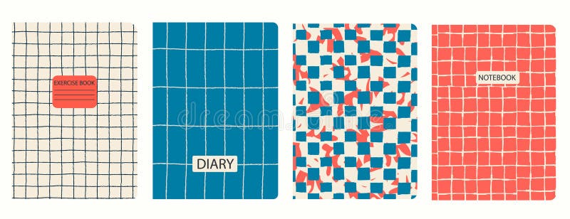 Set of Cover Page Templates Based on Grid Seamless Patterns, Spiral ...