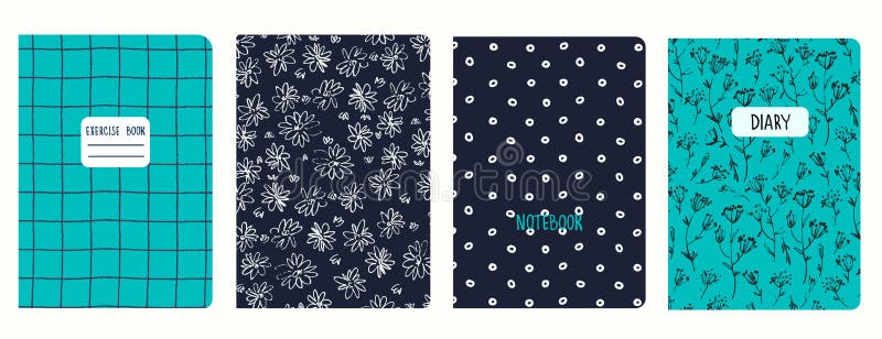 Set of Cover Page Templates Based on Grid Seamless Patterns, Spiral ...