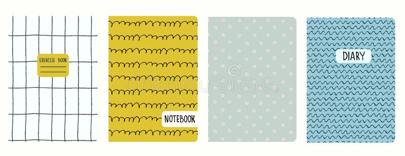 Set of Cover Page Templates Based on Grid Seamless Patterns, Spiral ...