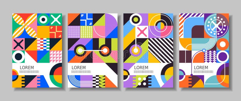 Set of Covers. Abstract Geometric Pattern Background, Vector Circle ...