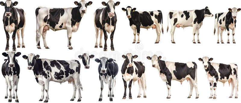 Set of Cow with Front Side and Back Views Isolated Stock Illustration ...