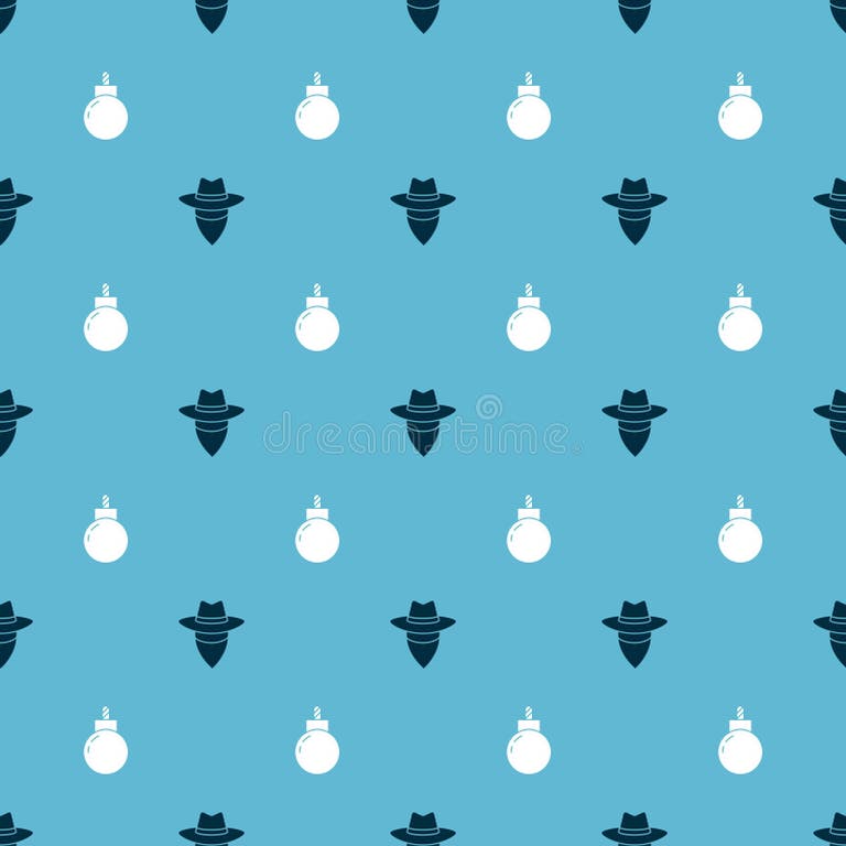 Set Cowboy and Bomb Ready To Explode on Seamless Pattern. Vector Stock ...