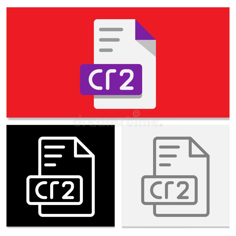 Set of Cr2 File Format Icons in Flat Style. Minimalist Flat Format File ...
