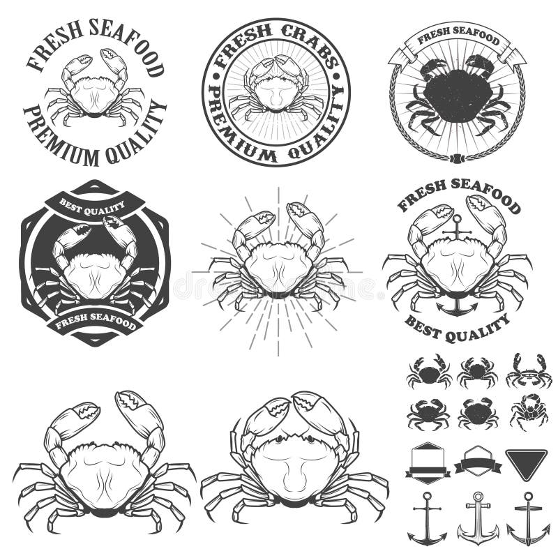 Set of Crabs Labels. Fresh Seafood. Stock Vector - Illustration of ...