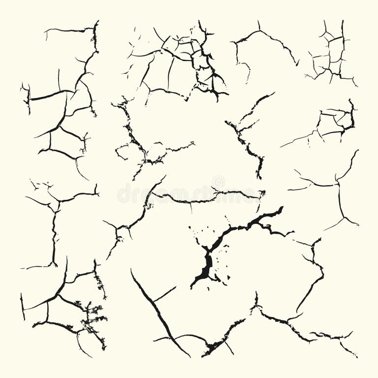 Set of Cracks Different Forms on White Background Stock Vector ...