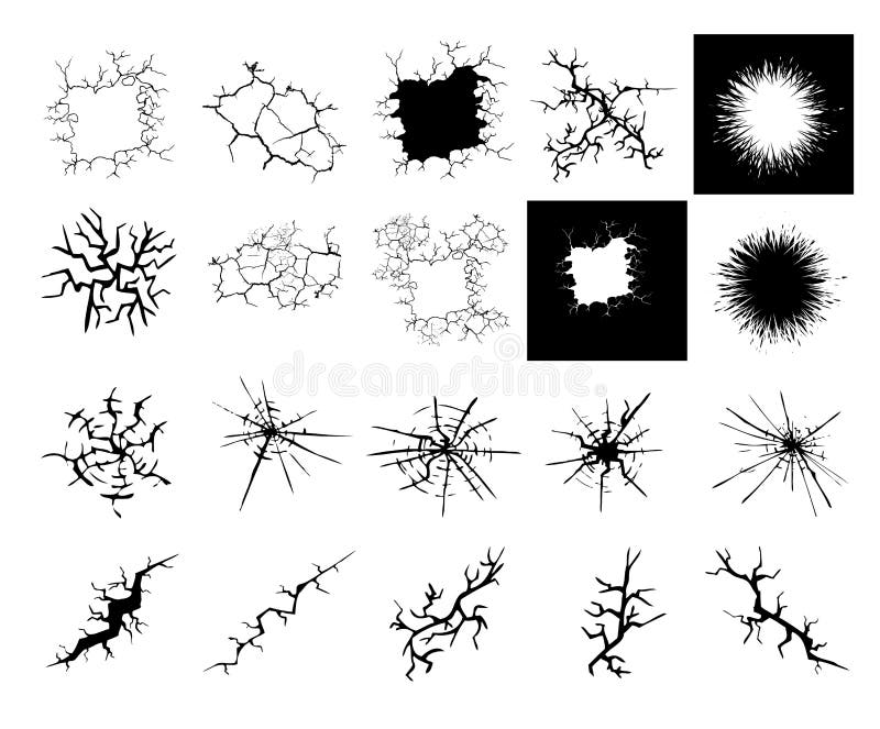 Set of Cracks. Vector Illustration Stock Vector - Illustration of ...