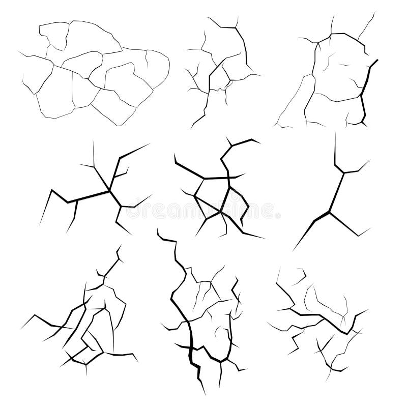 Set of cracks. stock vector. Illustration of black, vector - 89314850