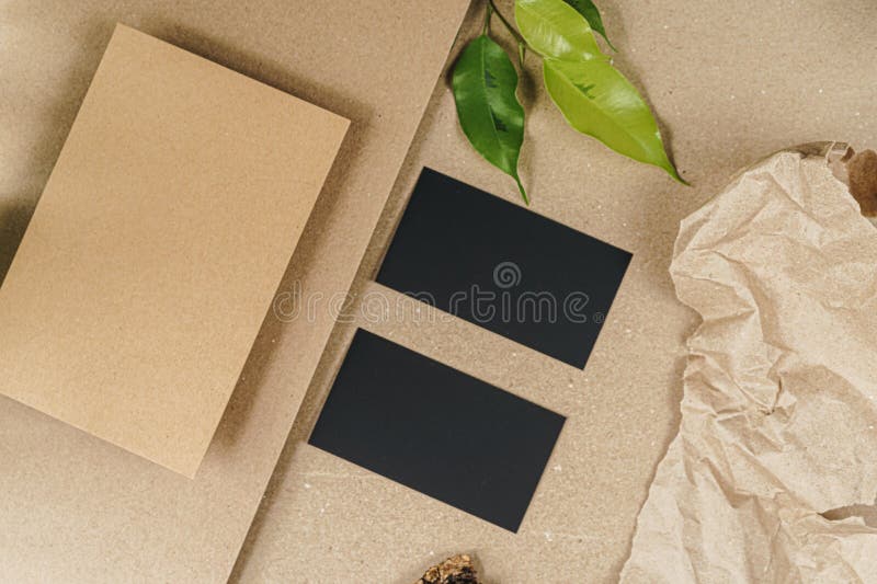 Set of Craft Elements with Copy Space and Green Leaves Stock Photo ...