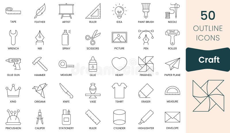 Set of Craft Icons. Thin Outline Icons Pack Stock Illustration ...
