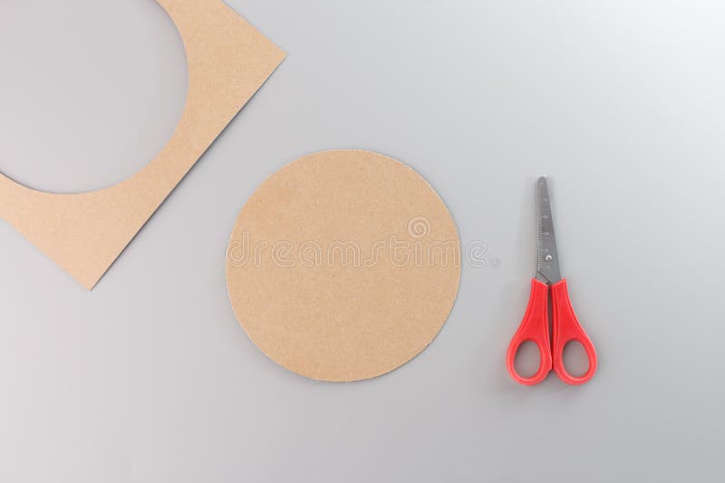 Set of Crafting Tools and Materials. Red-handled Scissors, Cardboard ...