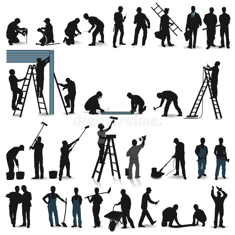 Set of Craftsmen Silhouettes Stock Vector - Illustration of icons ...