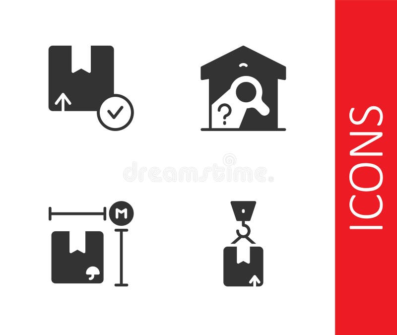 Set Crane with Cardboard Box, Carton, Cardboard Measurement and ...