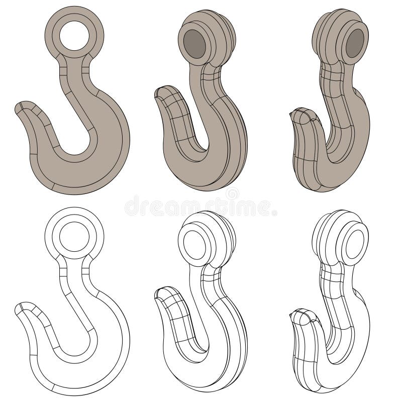 Set of crane hook (3d) stock vector. Illustration of draw - 76735522