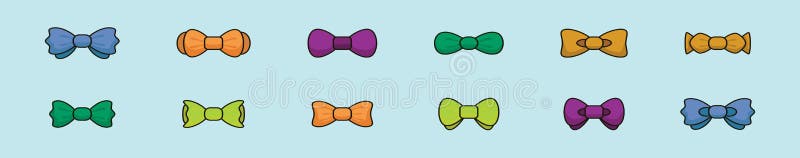 Set of Cravat Cartoon Icon Design Template with Various Models. Vector ...