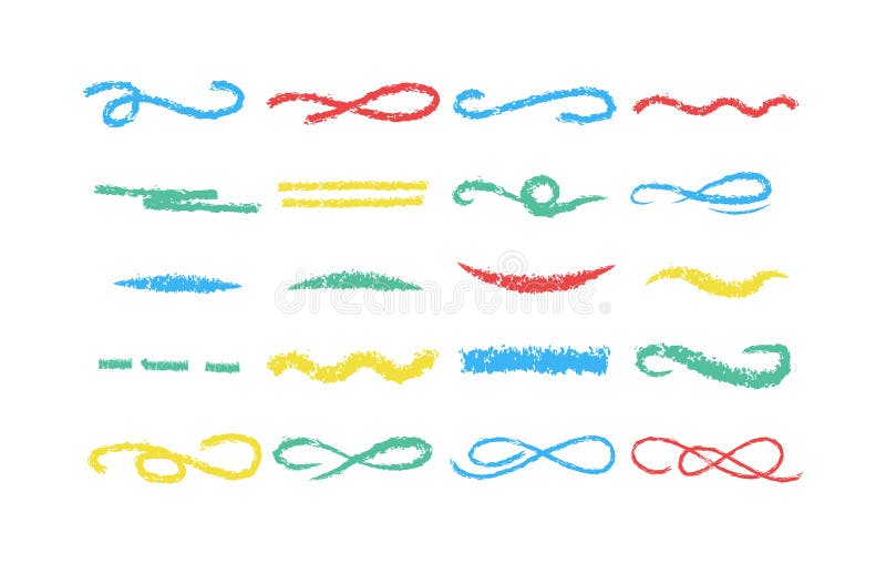 Strikethrough Colored Charcoal Crayon Underline. Doodle Colorful Wavy ...