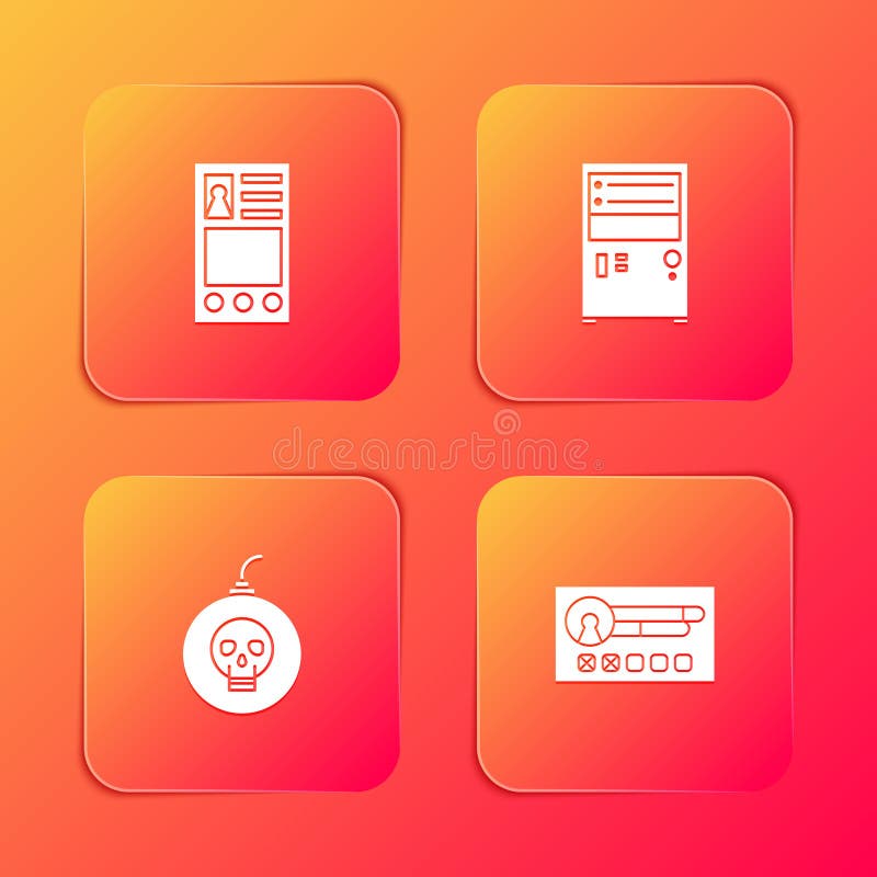 Set Create Account Screen Computer Bomb Ready To Explode E Icon. Vector ...