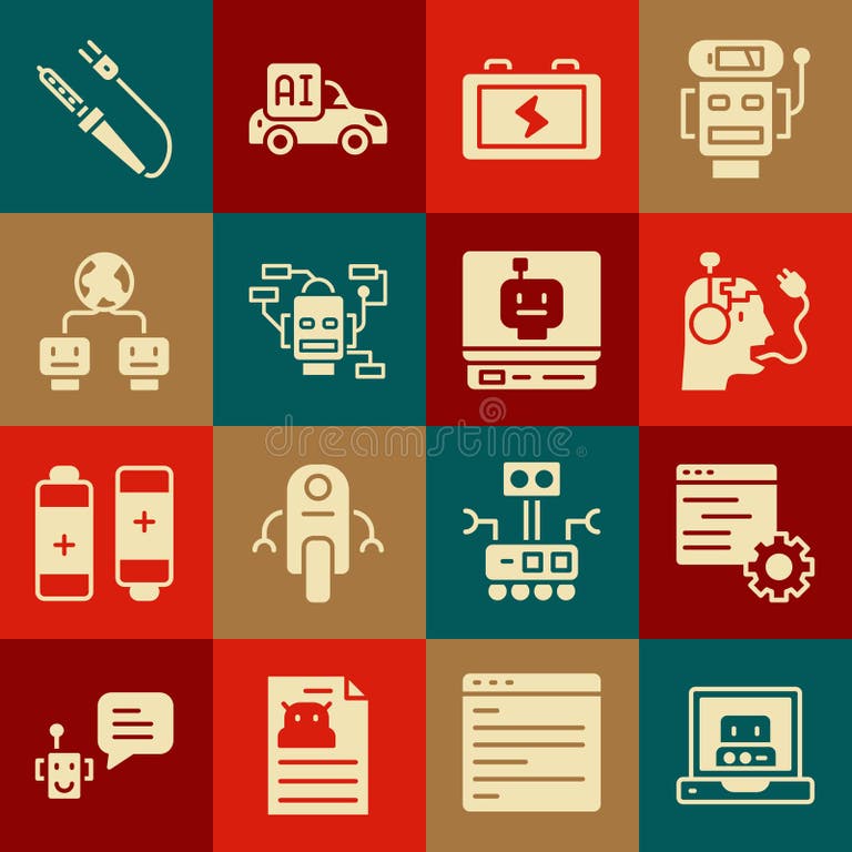 Set Creating Robot, Computer Api Interface, Robot Charging Battery, Battery, Artificial ...