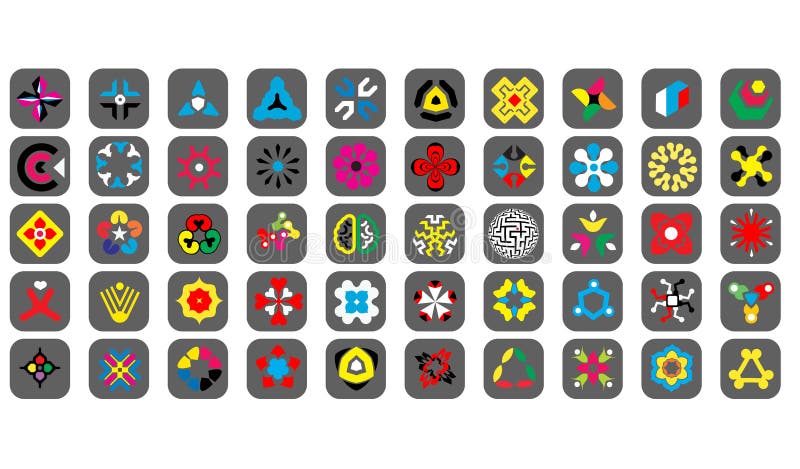 Set of 50 Creative Abstract Icon Set Collection Stock Vector ...