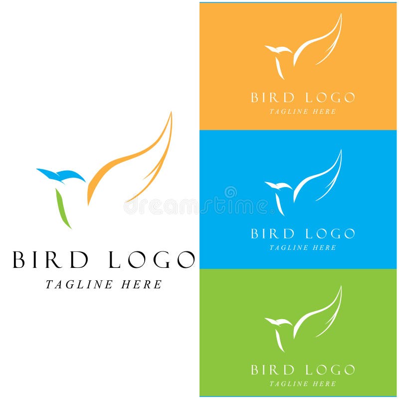 Bird Logo with Slogan Template Stock Illustration - Illustration of ...