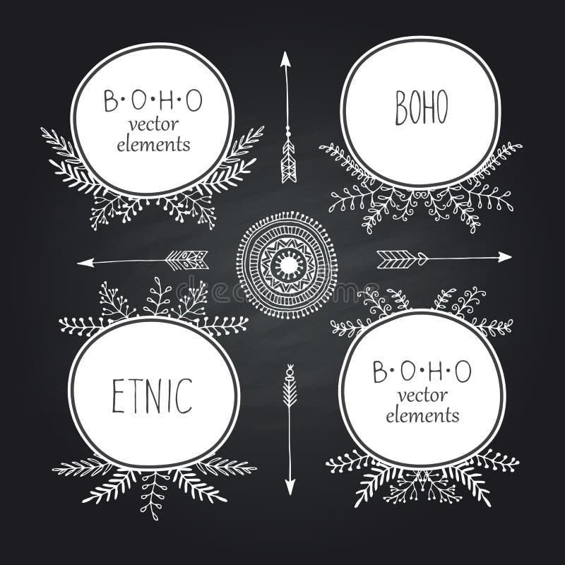Set of Creative Boho Style Frames Mady by Ethnic. Stock Vector ...