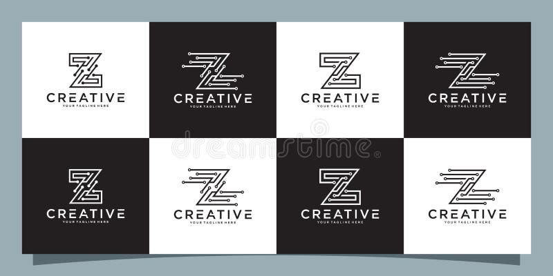 Set of Creative Bundle Monogram Logo Design Template Initial Letter Z ...