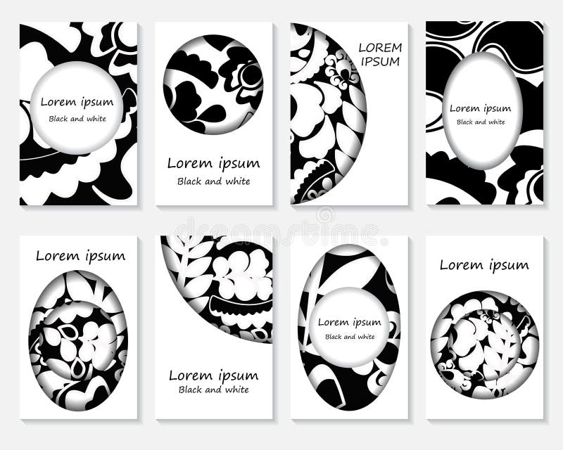 Set of Creative Card with Vintage Texture. Floral Pattern for Pl Stock ...