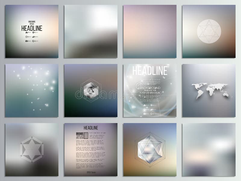 Set of 12 Creative Cards, Square Brochure Template Stock Vector ...